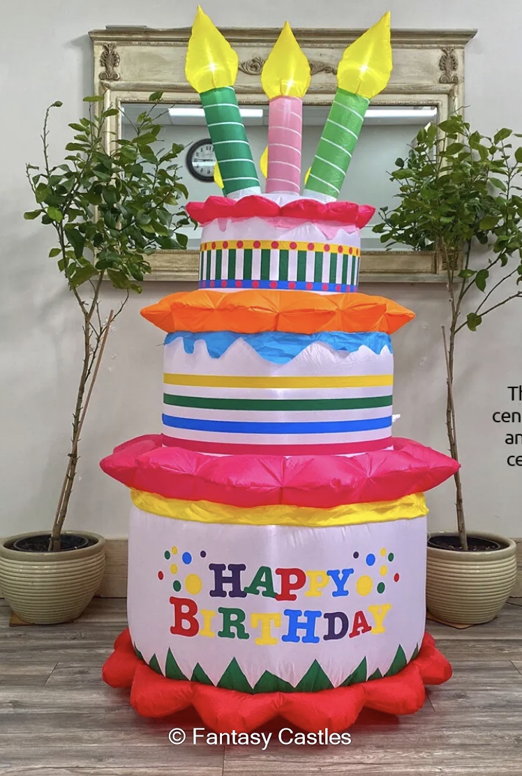 Giant inflatable birthday cake - Bouncy Castle Hire, Soft Play Hire ...