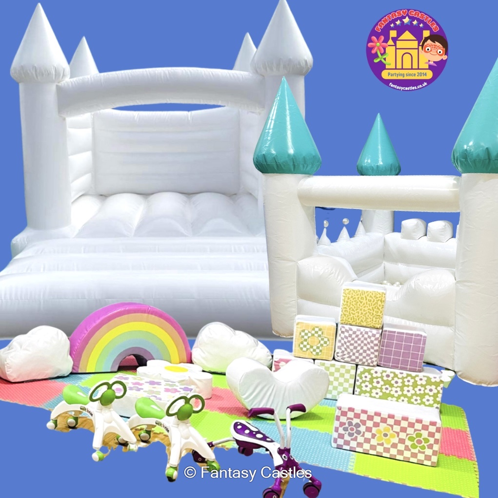 White Ball Pool, White Bouncy Castle & White Soft Play Package|Telford
